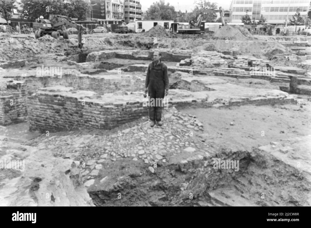 Excavations castle at Vreeburg in Utrecht ca. 2 June 1976 Stock Photo ...