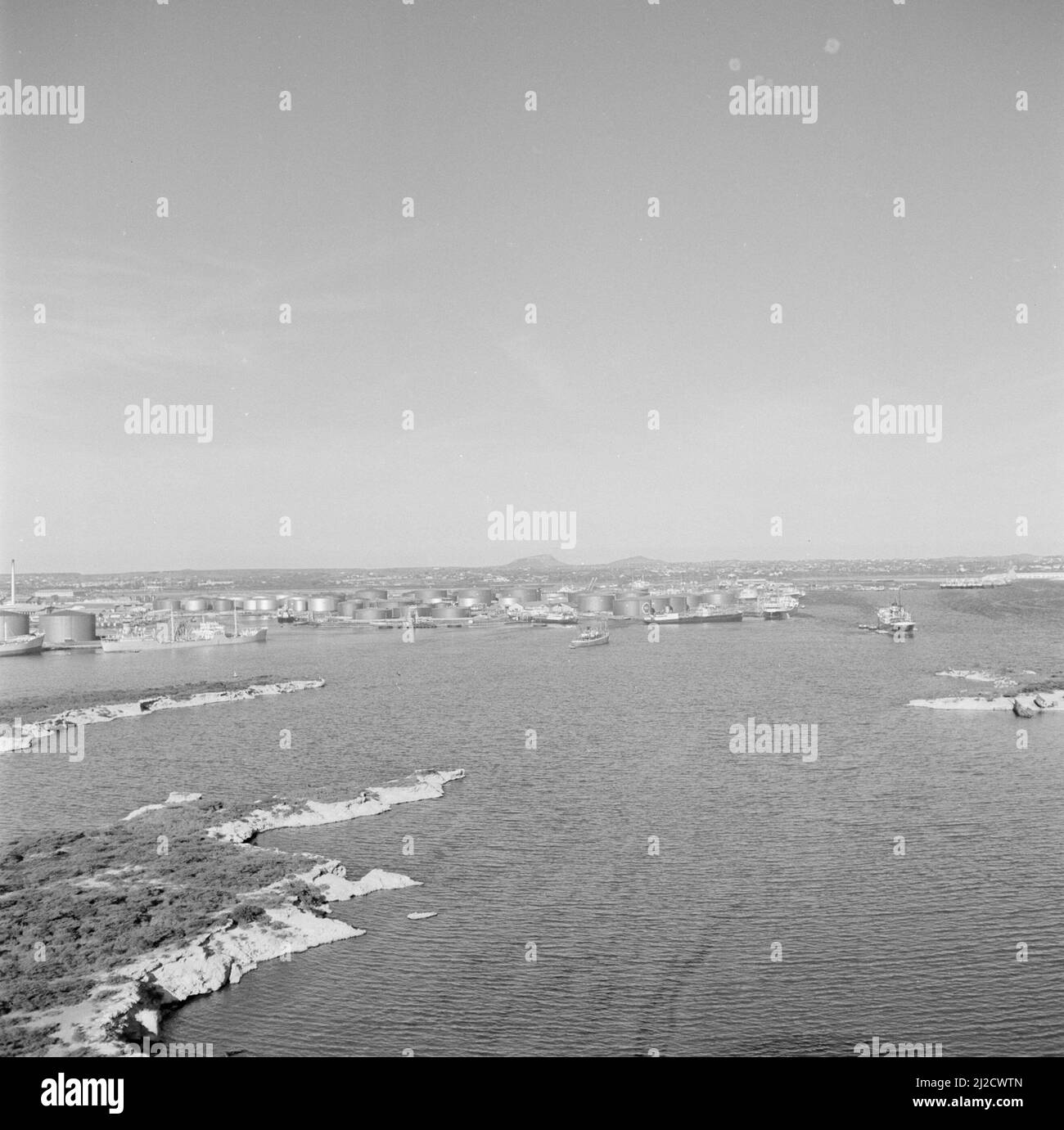The Schottegat with the Isla refinery near Willemstad ca. October 1955 ...