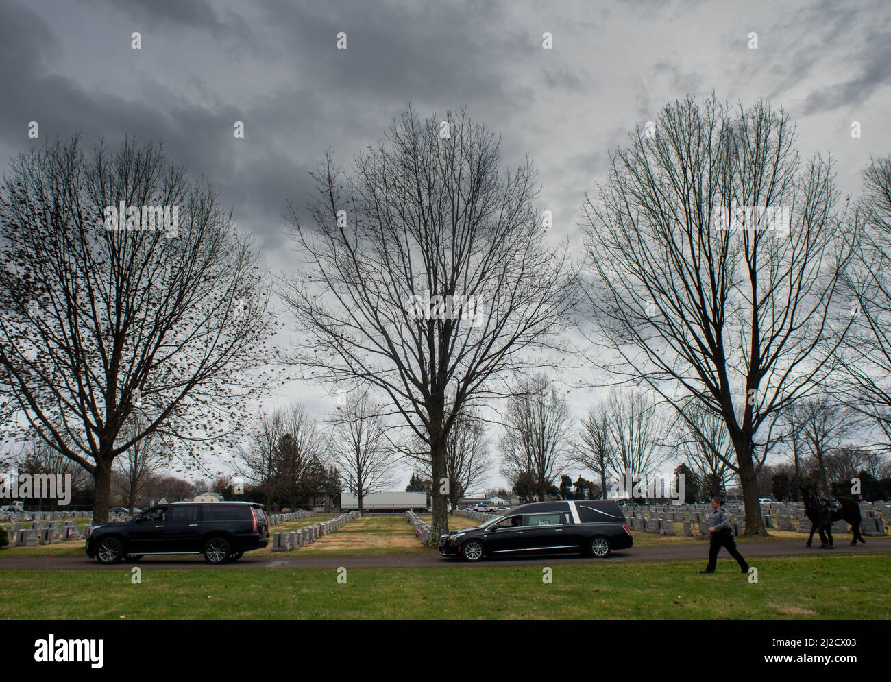 Langhorne, United States. 31st Mar, 2022. A hearse carrying the body ...