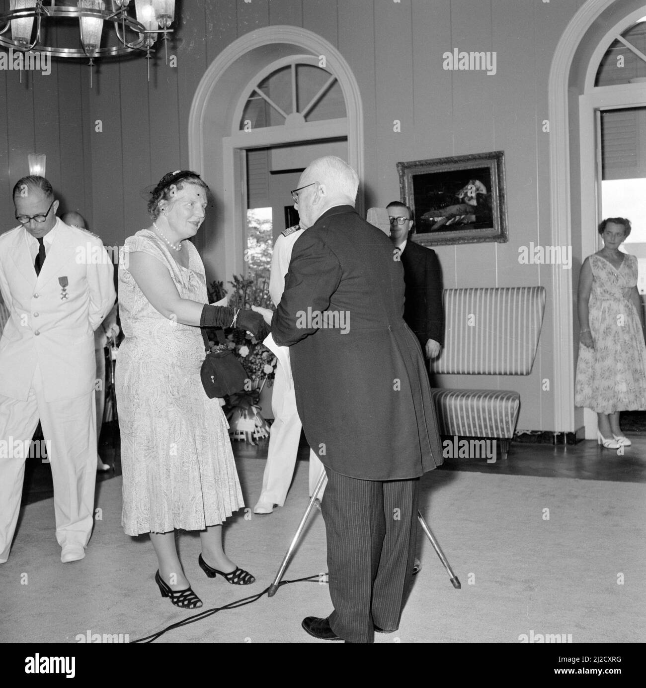 Queen Juliana accepts the national gift from Mr Alvarez Correa ca ...