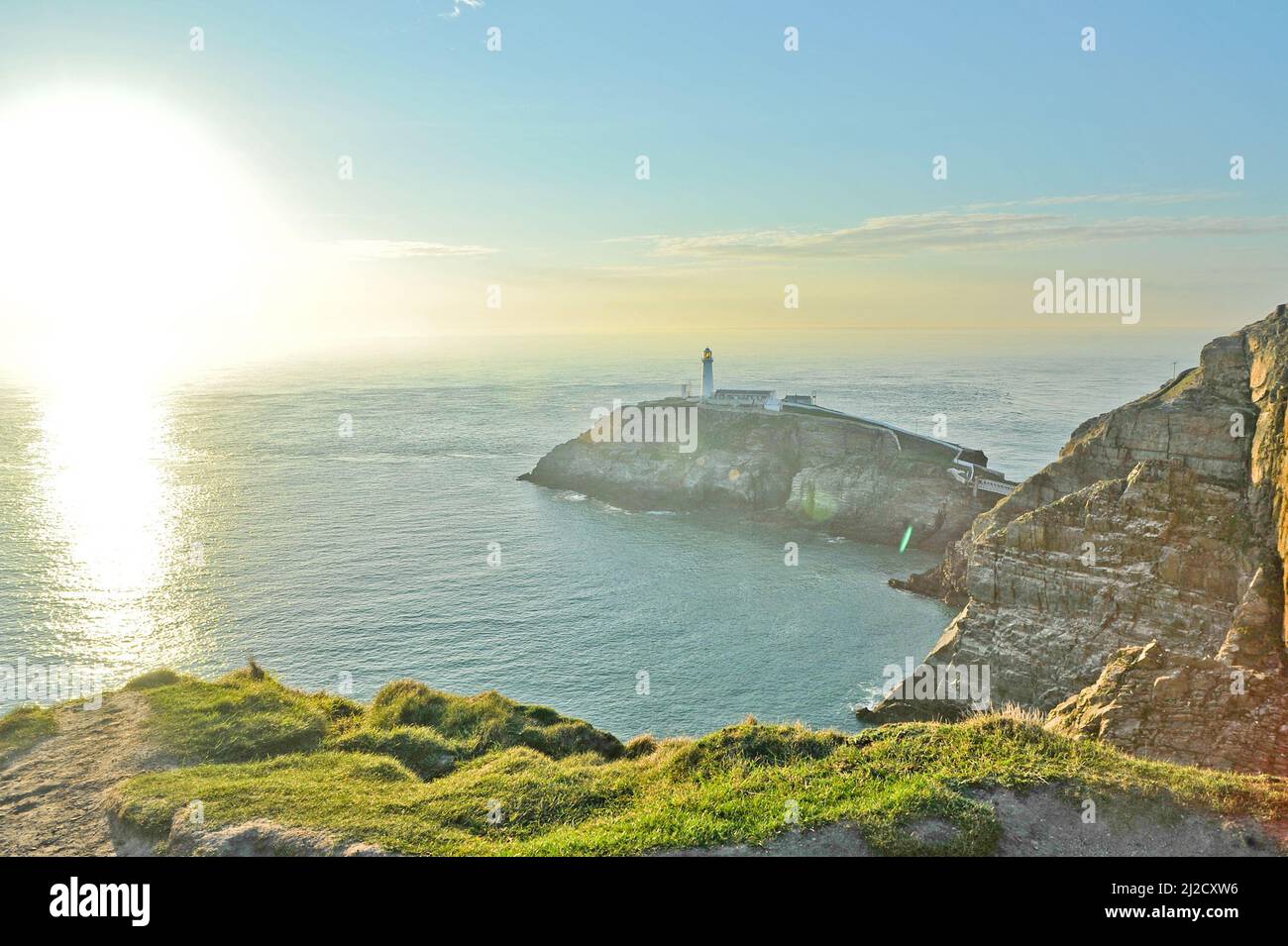 Sunset over South Stack, Anglesey Stock Photo - Alamy
