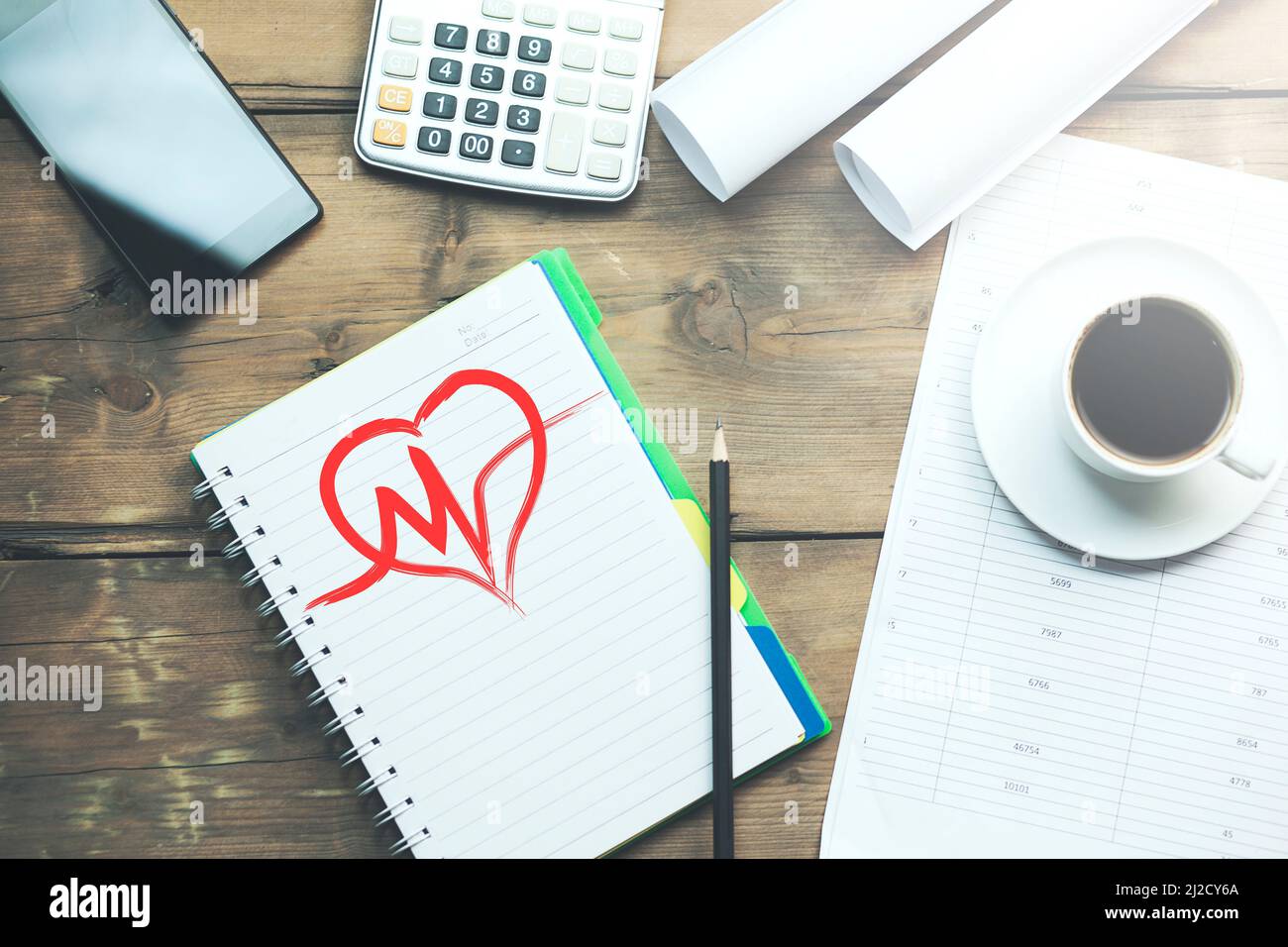 Heart drawing in notebook hi-res stock photography and images - Alamy