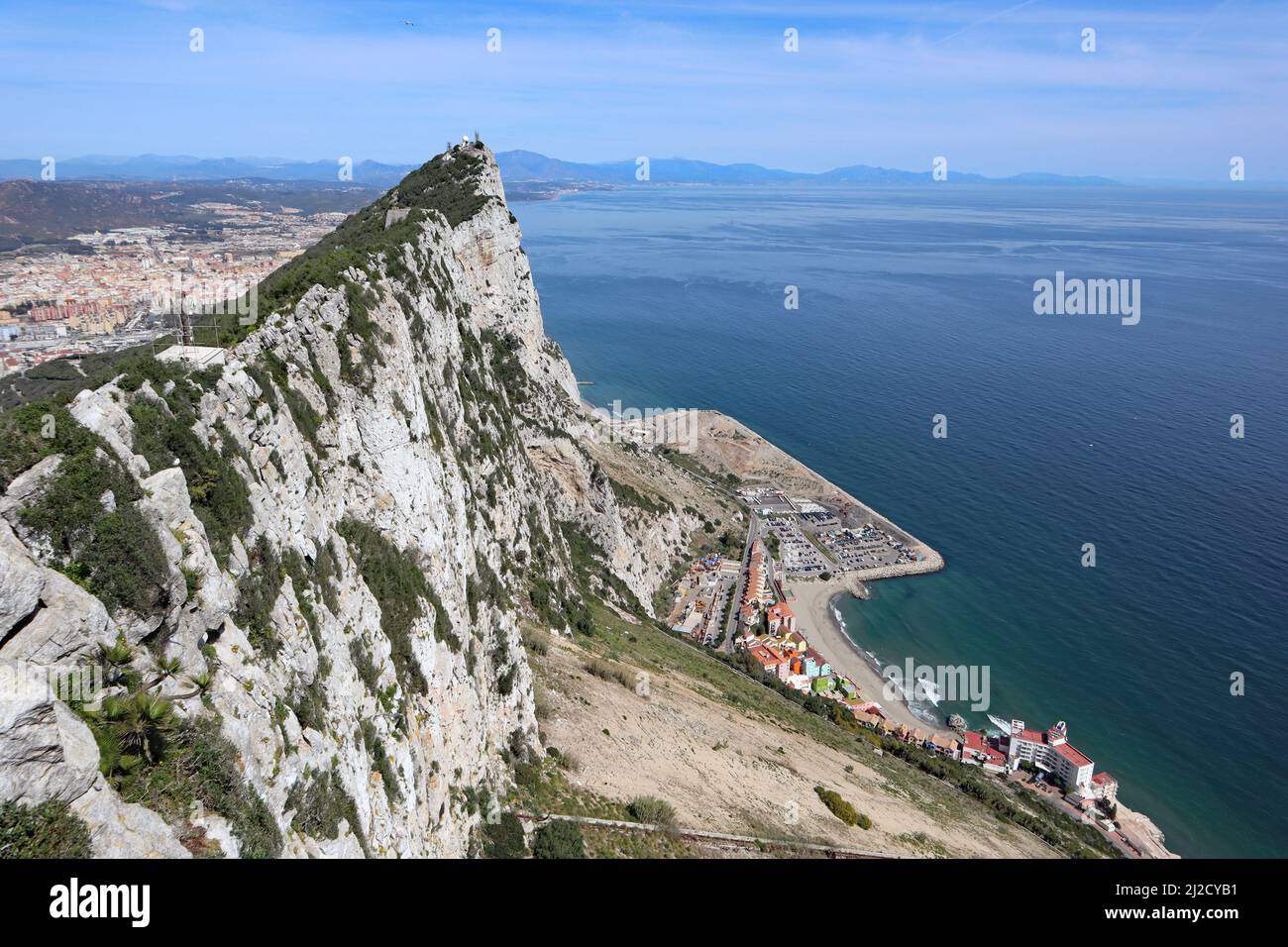 The steep cliff on the east side of the Rock of Gibraltar, looking out ...