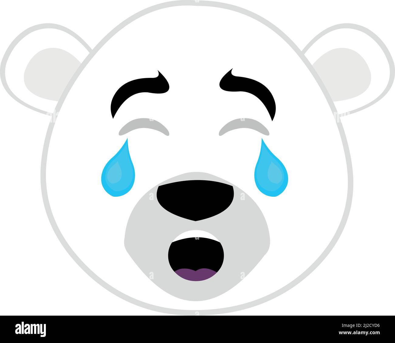 Vector illustration of the face of a cartoon panda bear with a sad ...