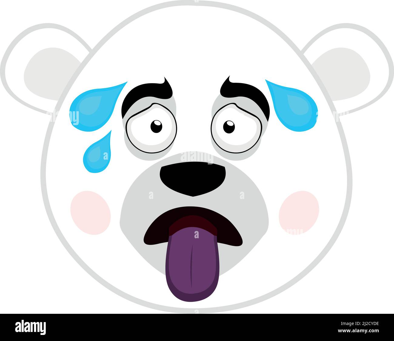 Vector illustration of the face of a cartoon polar bear with an ...