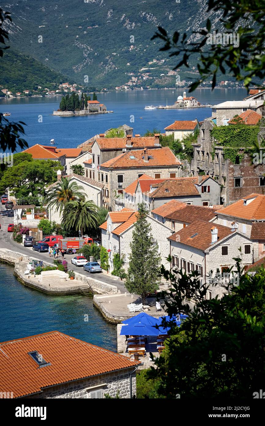Perast and small islands in Kotor Bay, Montenegro Stock Photo - Alamy