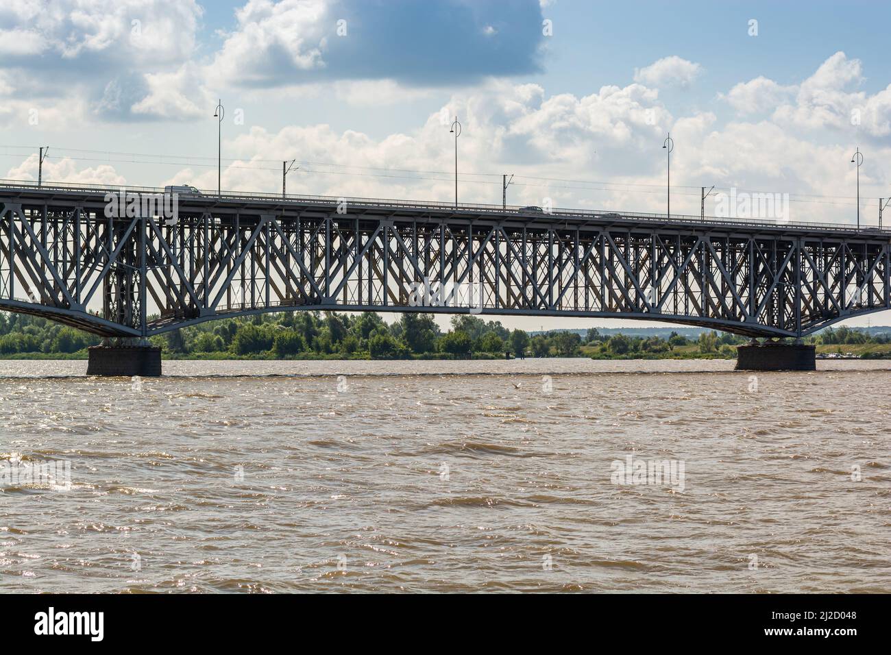 Plock, Poland - August 12, 2021. Longest iluminated bridge in Europe ...
