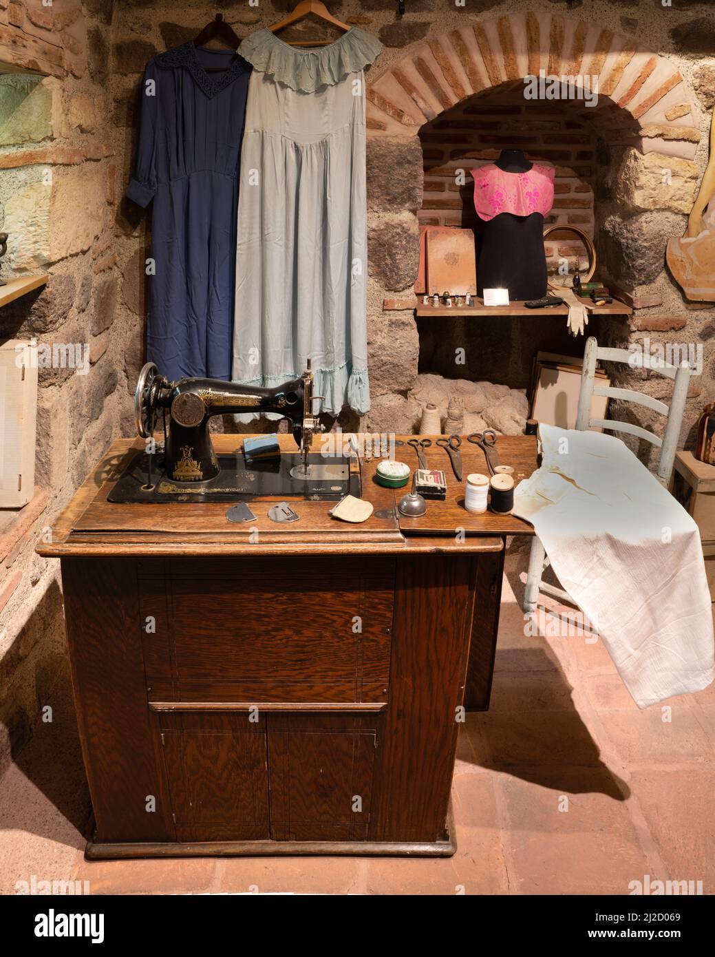 Ankara, Turkey - March 26 2022: An old tailor shop with old machine ...