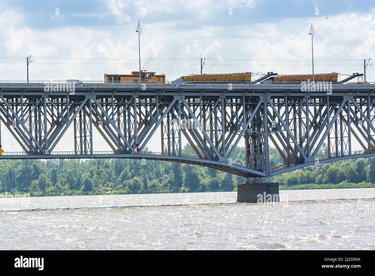 Plock, Poland - August 12, 2021. Longest iluminated bridge in Europe ...