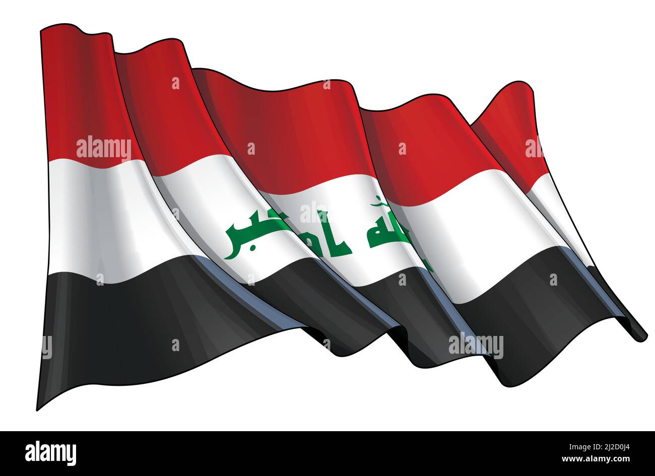 Vector illustration of a Waving Flag of Iraq. All elements neatly on ...
