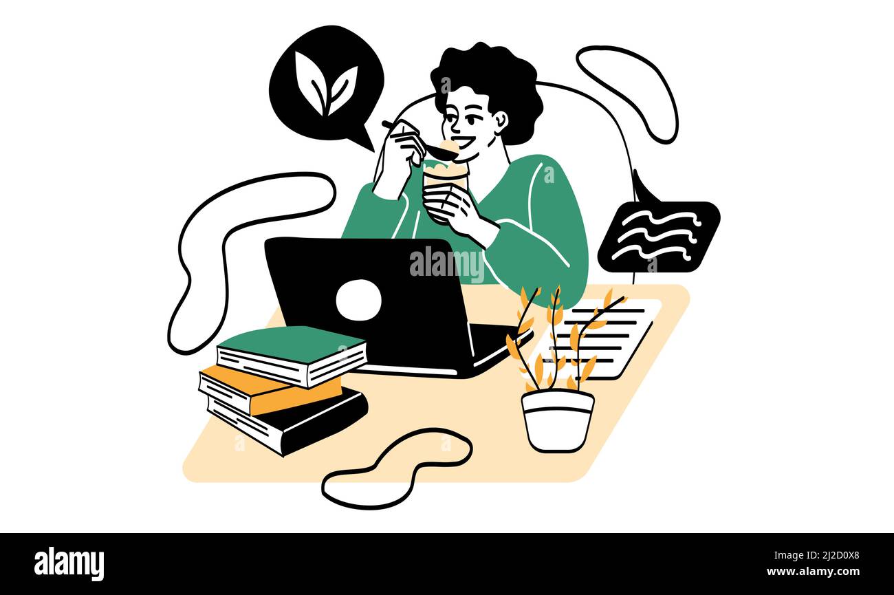 People eating at office Stock Vector Image & Art - Alamy