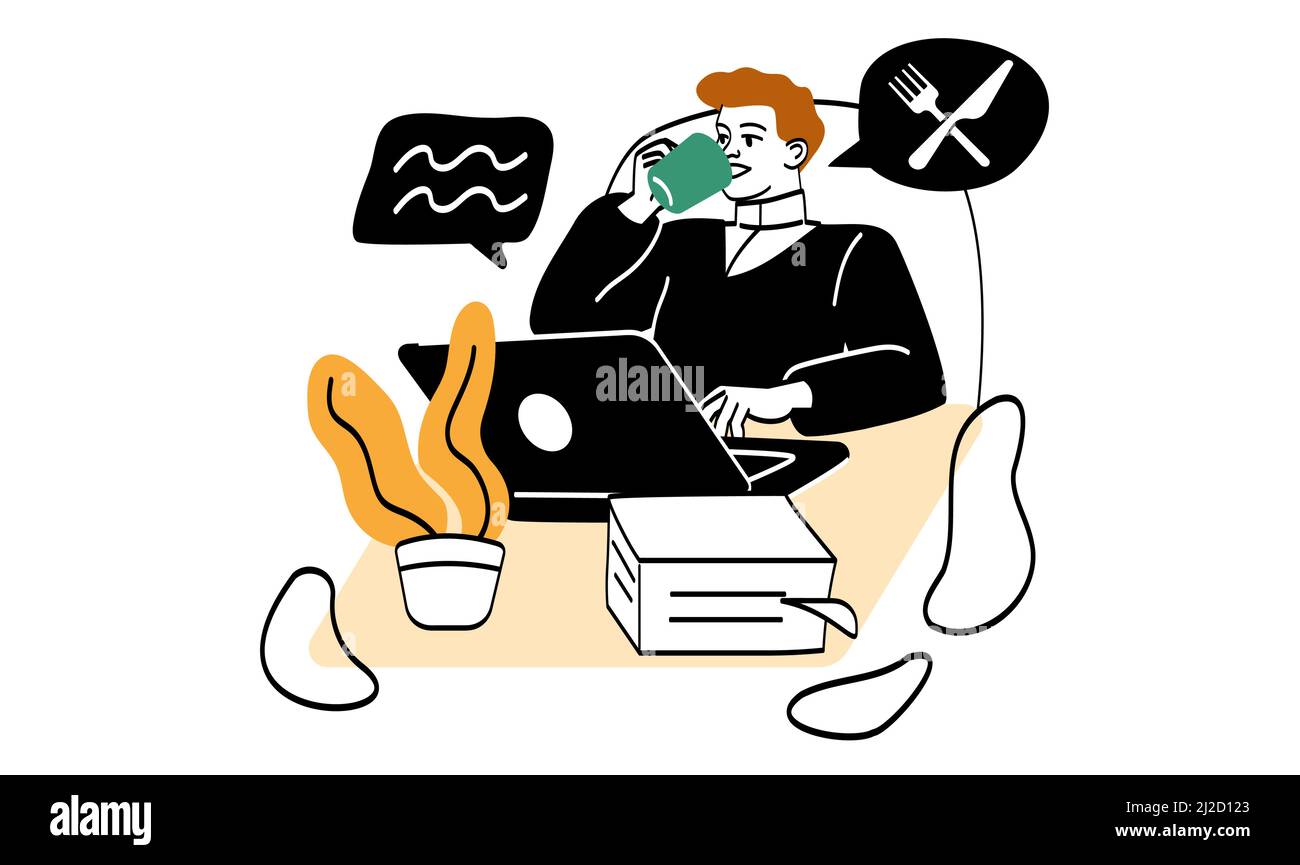 People eating at office Stock Vector Image & Art - Alamy