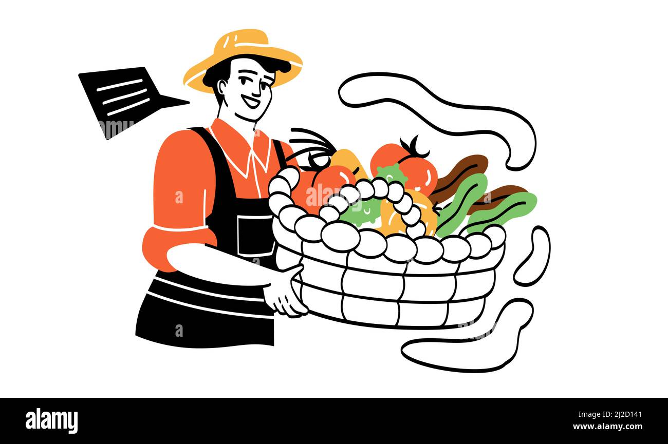 Man farmer picking fresh Stock Vector Images - Alamy