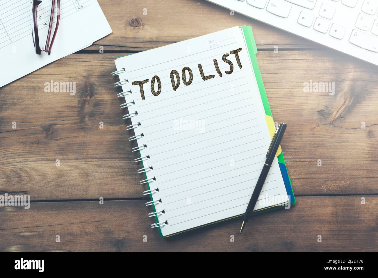 keyboard and notepad with text " to do list Stock Photo - Alamy