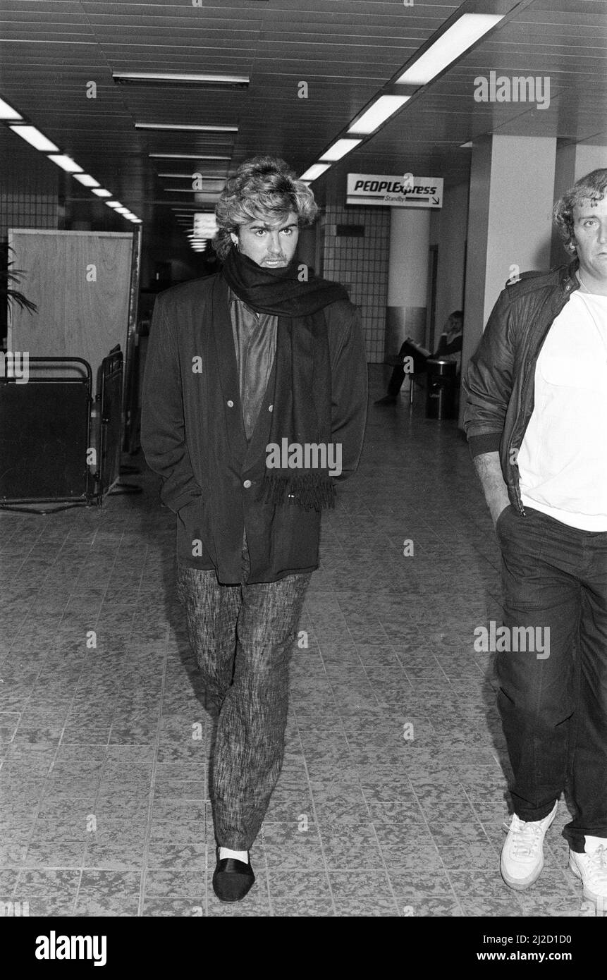 George Michael of British pop group Wham! pictured before they set off ...