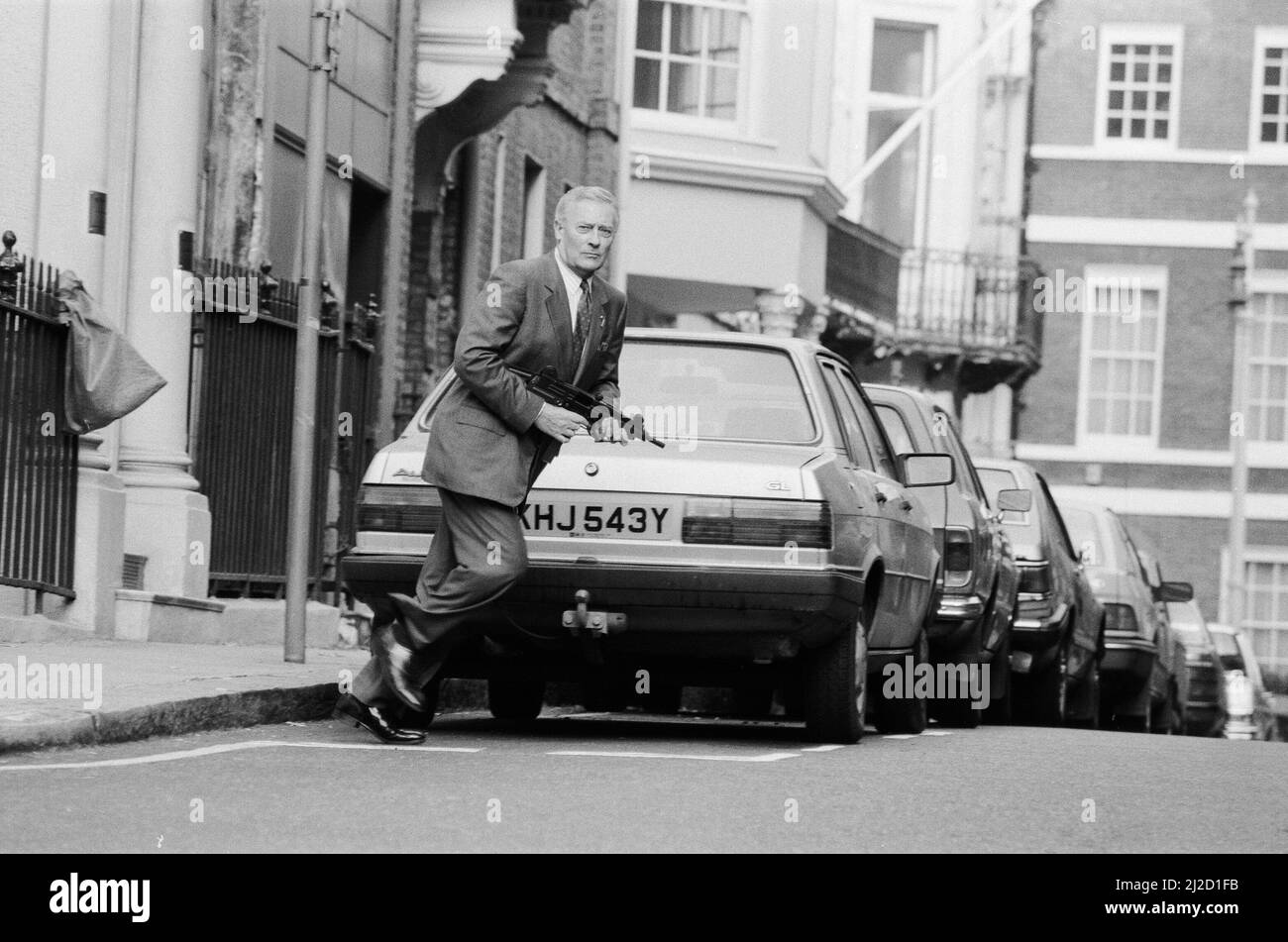 British actor Edward Woodward, who plays ex-agent Robert McCall in the ...