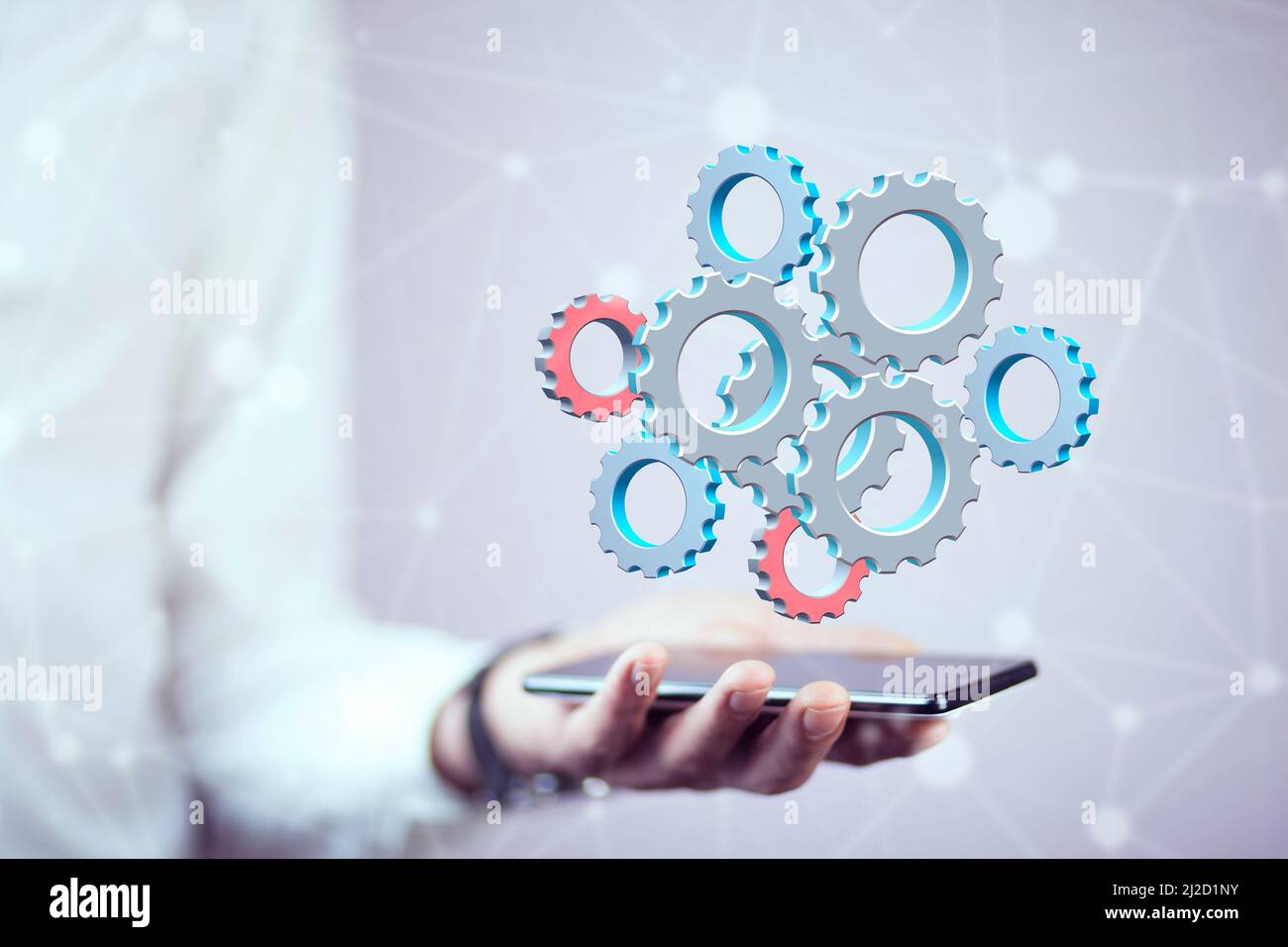 Businessman hand working cog gear hi-res stock photography and images ...