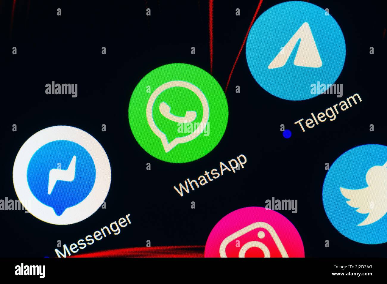 In this photo illustration the Messenger, WhatsApp and Telegram app ...