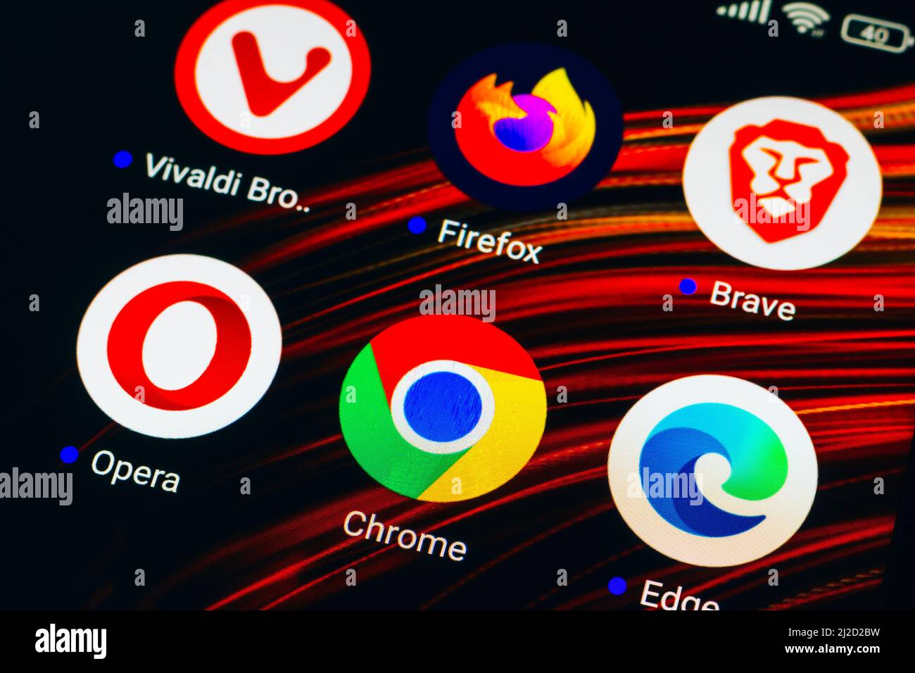 In this photo illustration the Vivaldi, Firefox, Brave, Opera, Google ...