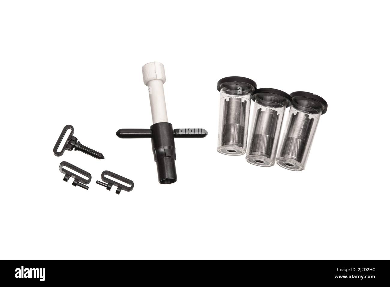 Choke gun and key for them isolated on white background Stock Photo - Alamy