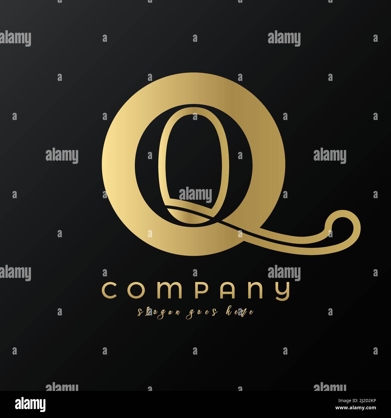 Abstract circle gold premium luxury letter Q logo design Stock Vector ...