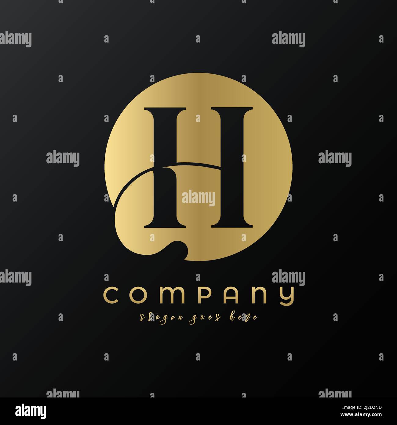 Abstract circle gold premium luxury letter H logo design Stock Vector ...