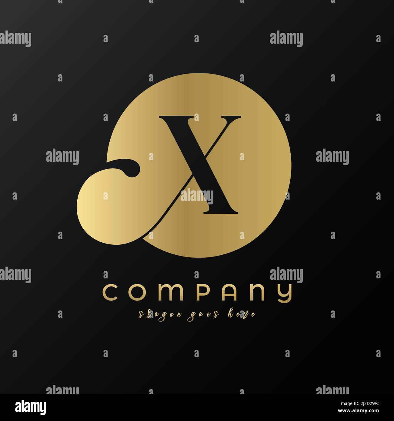 Abstract circle gold premium luxury letter X logo design Stock Vector ...