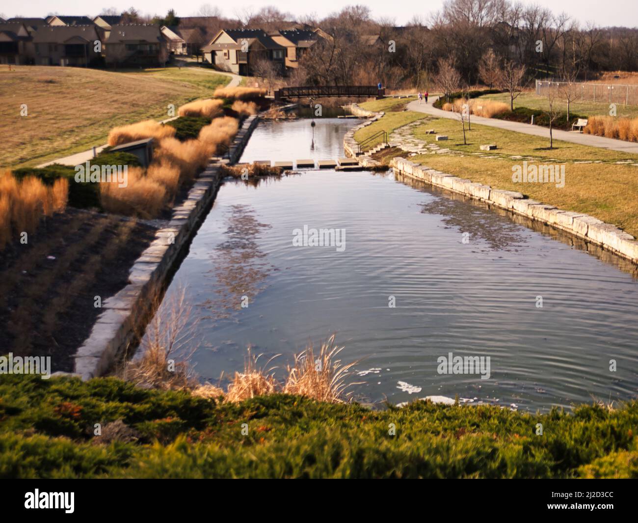 A natural view of the famous Central Green Park in Lenexa Kansas, USA ...
