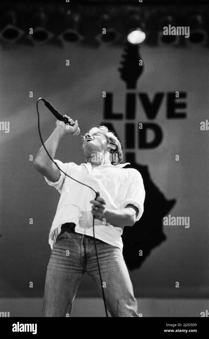 The Who rock group, performing at Wembley Stadium for Live Aid.Singer ...
