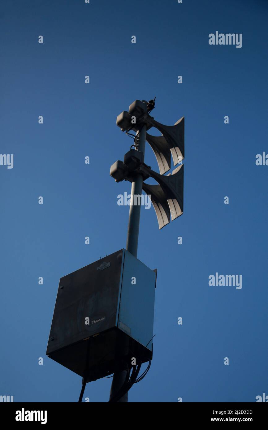 salvador, bahia, brazil - march 31, 2022: siren for evacuation warning ...