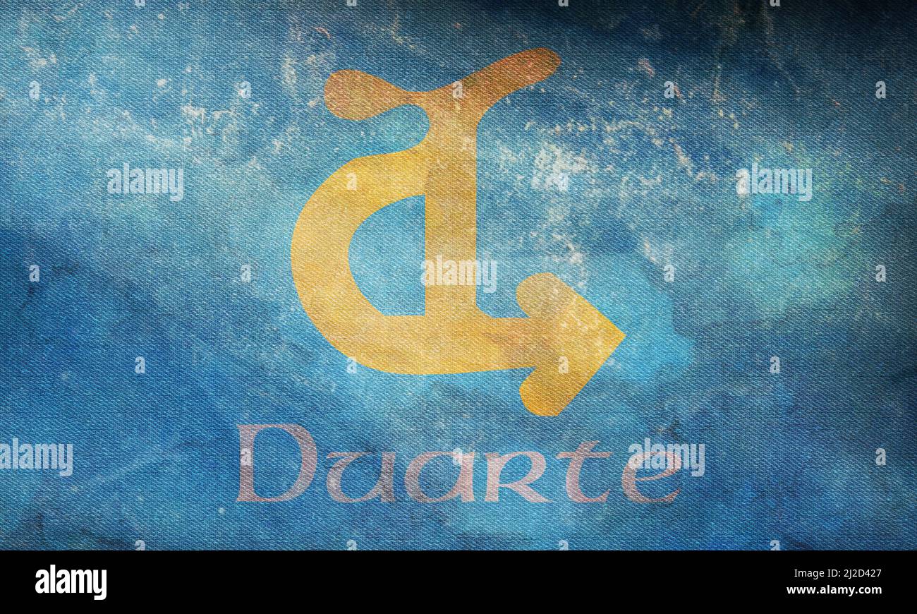 Top view of retro flag of Duarte, California, untied states of America ...