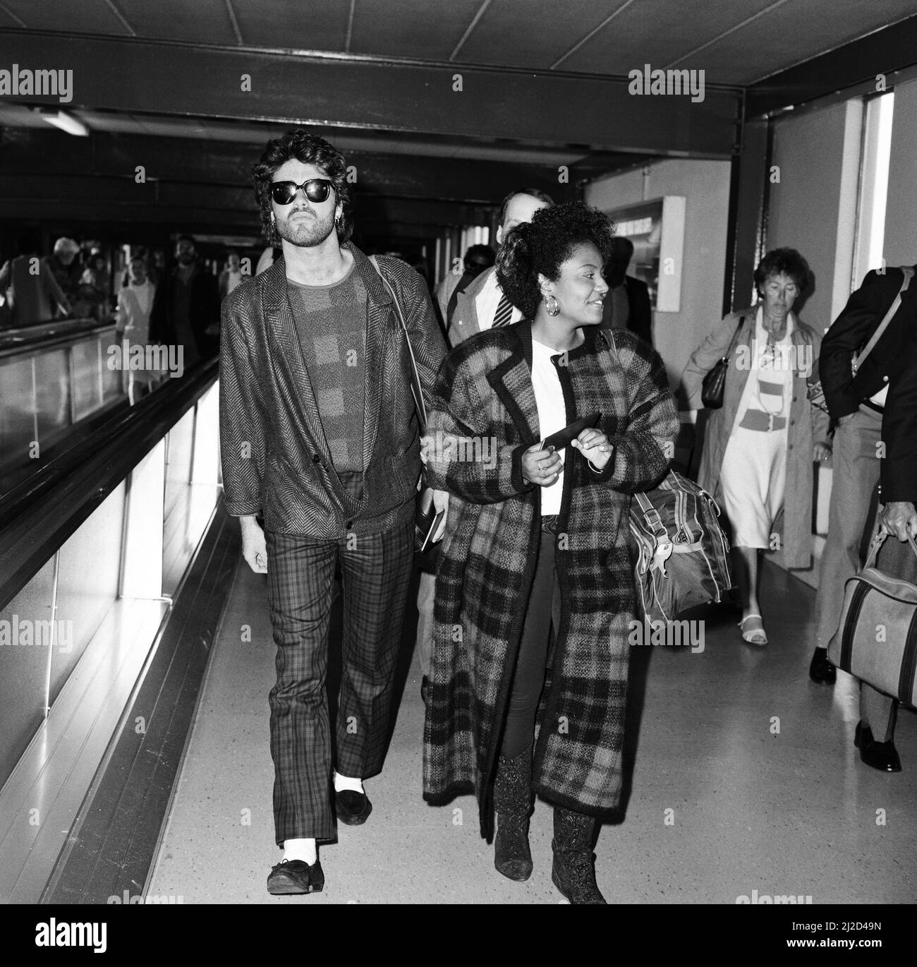 George Michael of the pop group Wham!, and girlfriend Pat Fernandez at ...