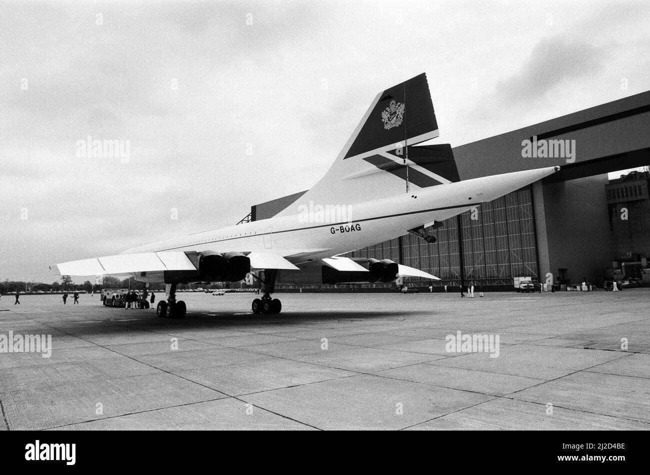 Concorde pictured at London Airport, Heathrow. 25th April 1985 Stock ...