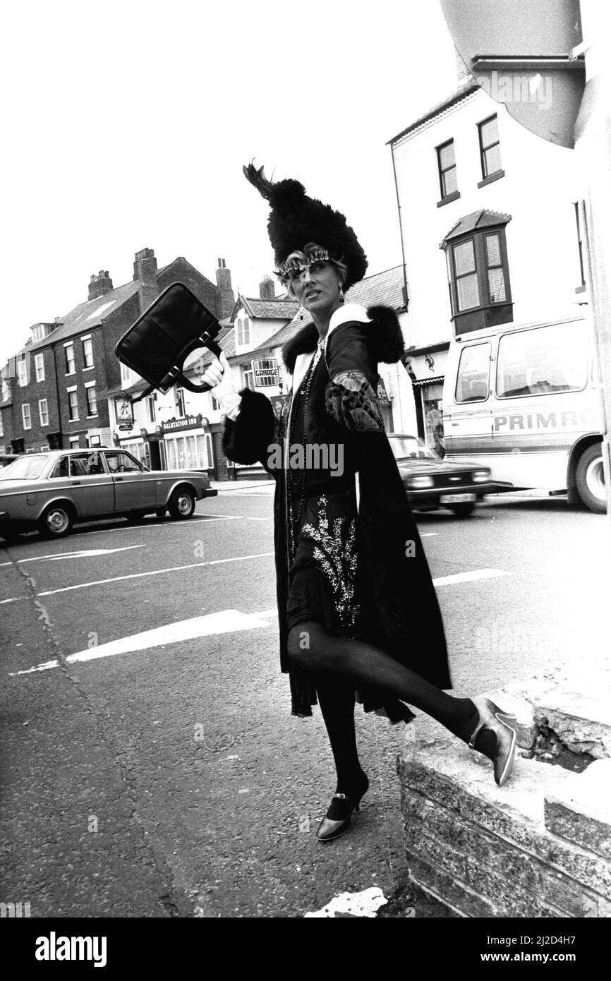 Actress Sue Lloyd in Tynemouth on 30th July 1986 dressed in her costume ...