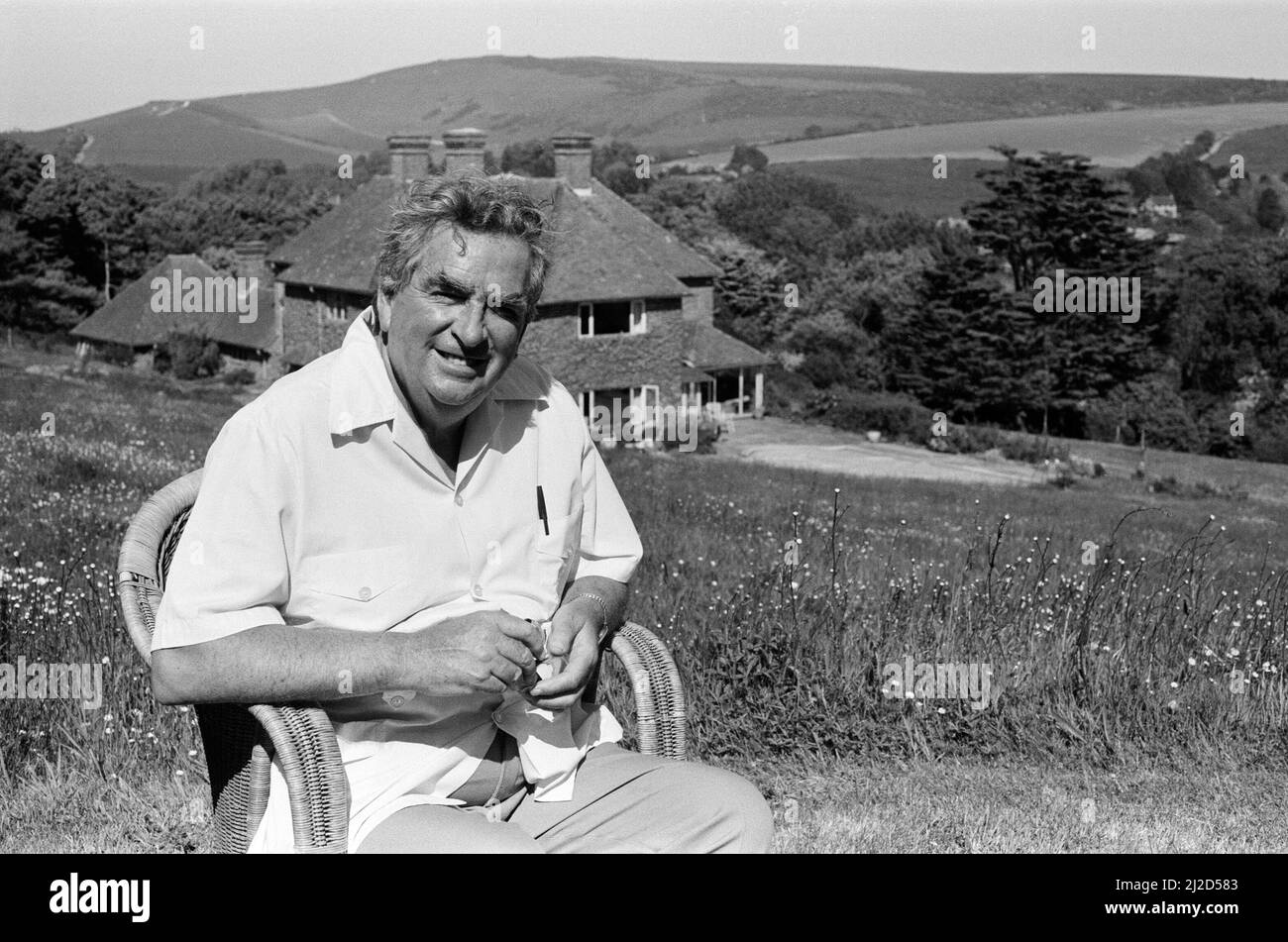 Denis Healey in the garden at his home in Sussex. 30th May 1985 Stock ...
