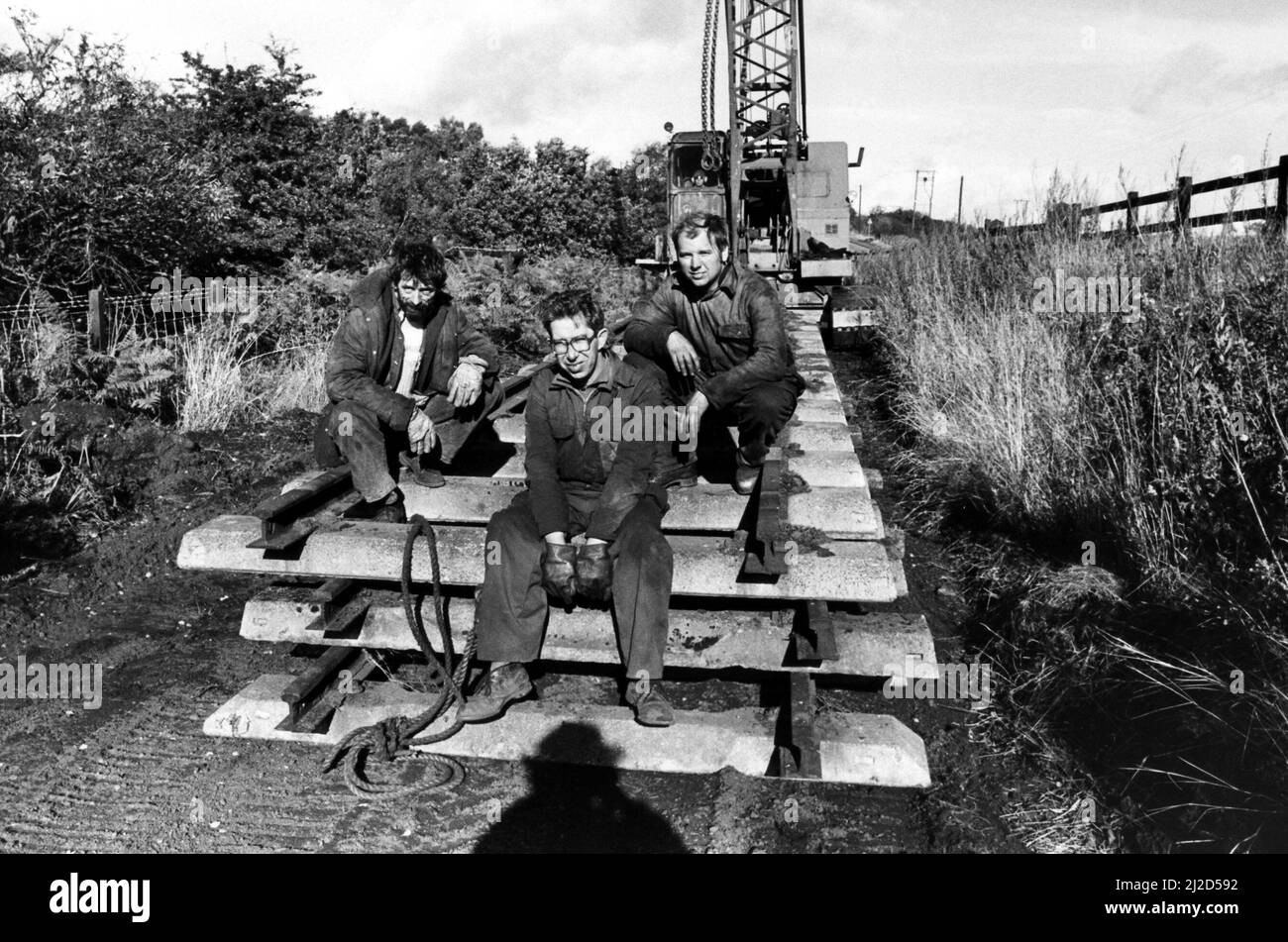 Railway enthusiasts Derek Cowan, Eric Maxwell and Neil Morgan taking a ...