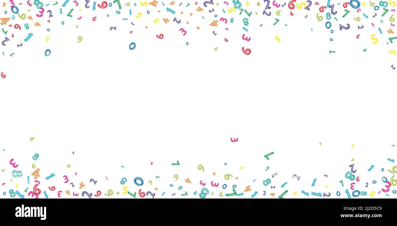 Falling colorful messy numbers. Math study concept with flying digits ...