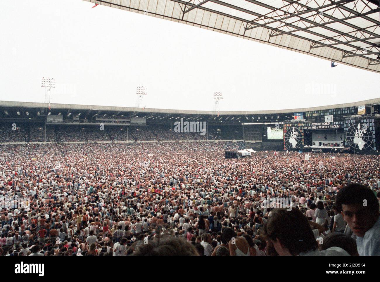 Live Aid concert held at Wembley Stadium, London to raise funds for ...