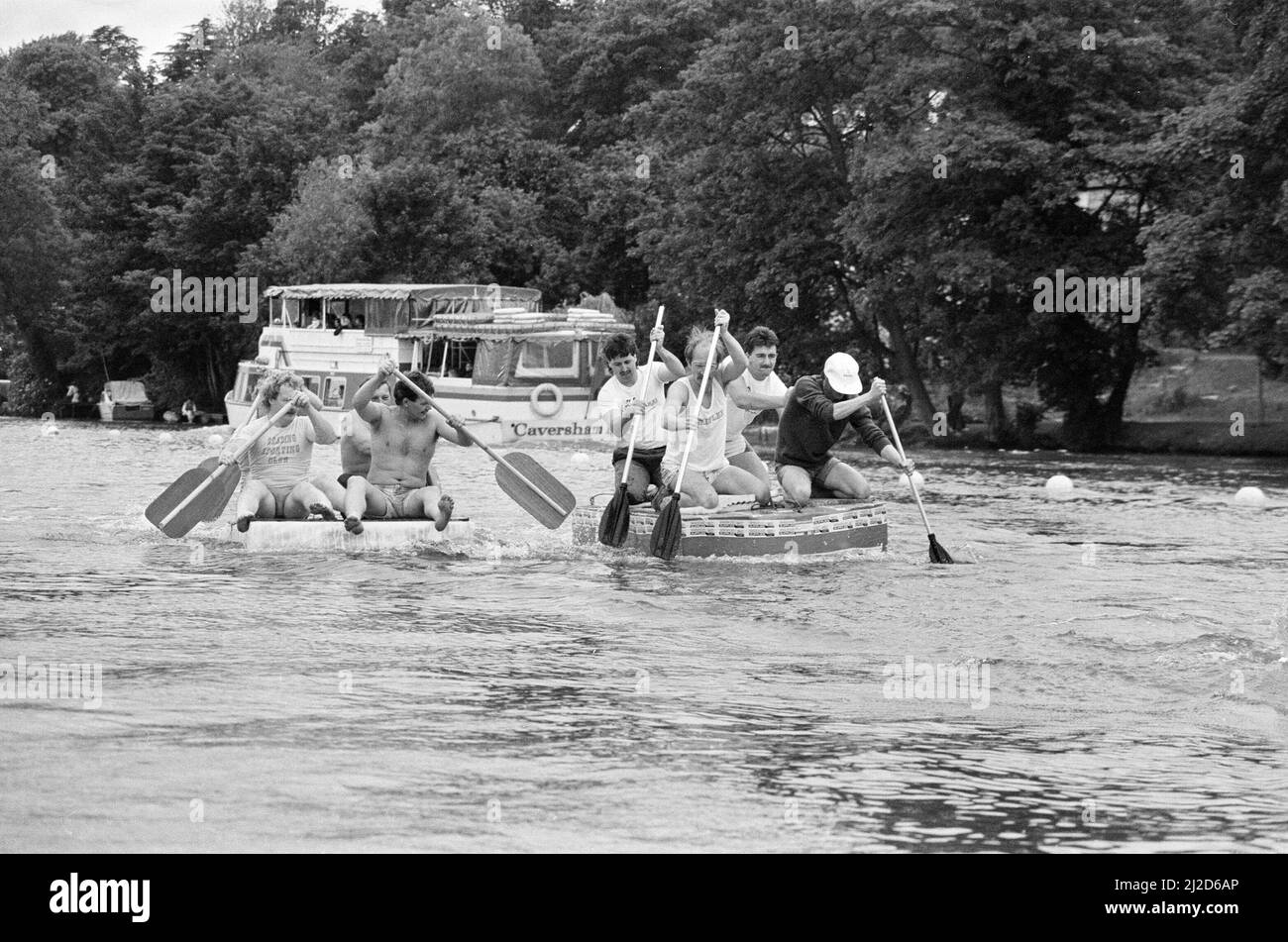 Rafts on river Black and White Stock Photos & Images - Alamy