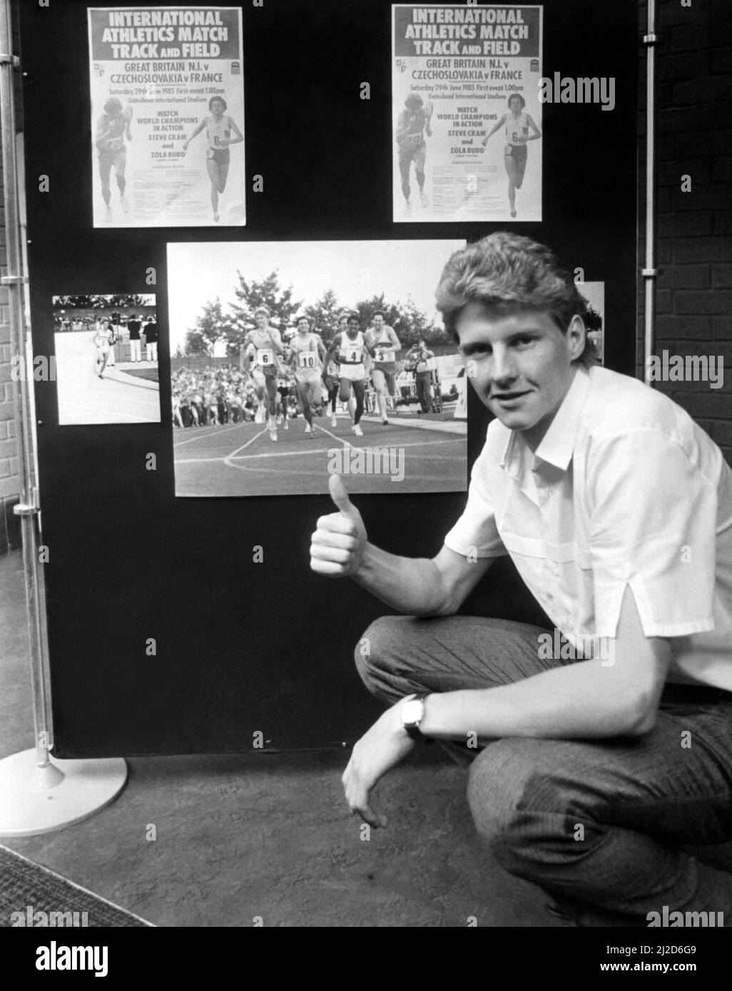Athlete Steve Cram Steve Cram promotes the Internation Athletics Track ...