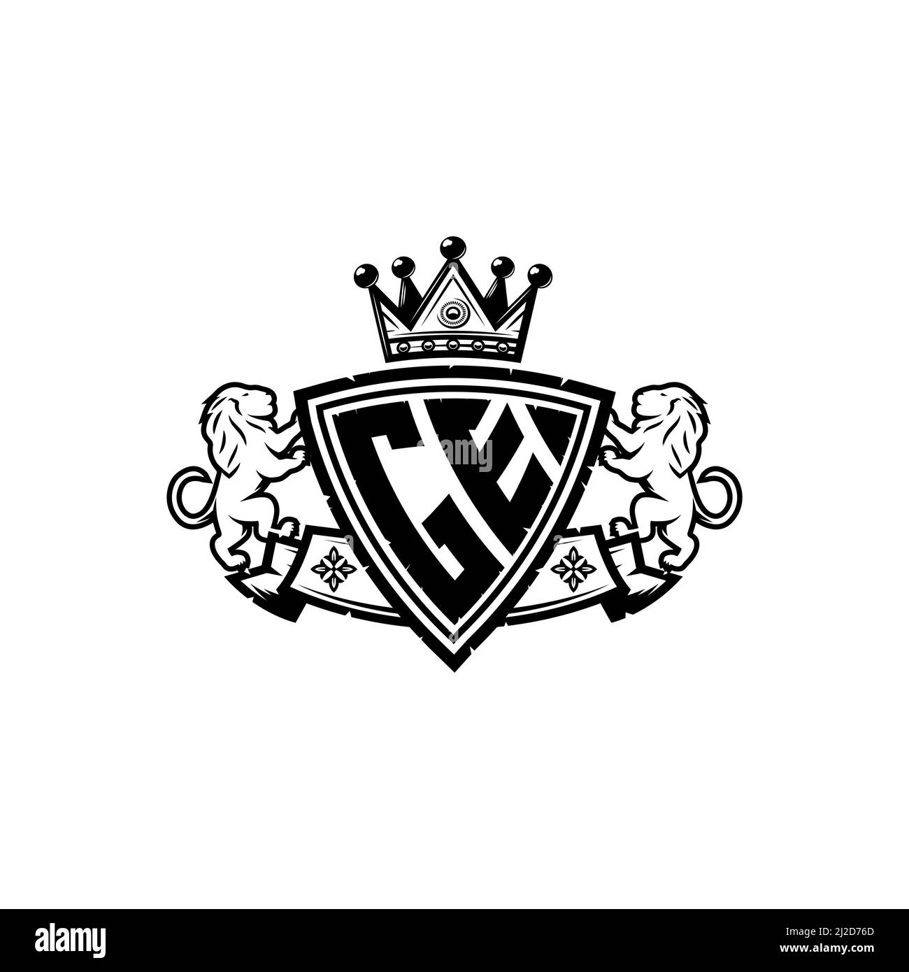 GE Monogram logo letter with Simple shield crown style design. Luxurious monogram, lion luxury ...