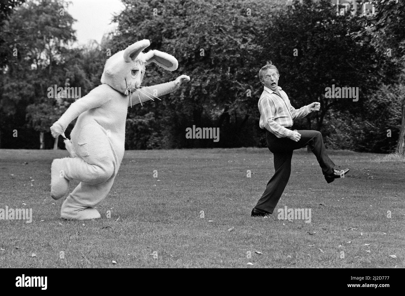 Magician Paul Daniels with his co-stars in the Children's BBC programme ...