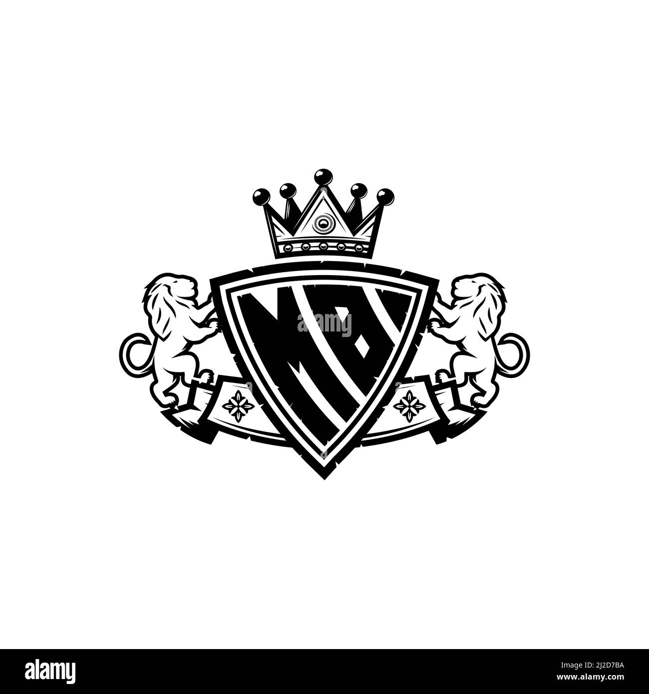 MB Monogram logo letter with Simple shield crown style design ...