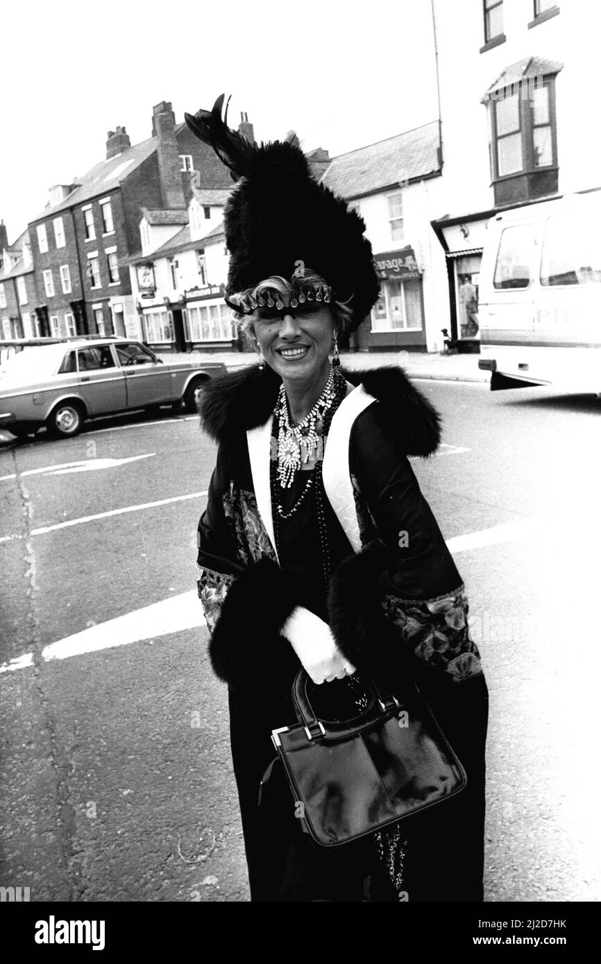 Actress Sue Lloyd in Tynemouth on 30th July 1986 dressed in her costume ...
