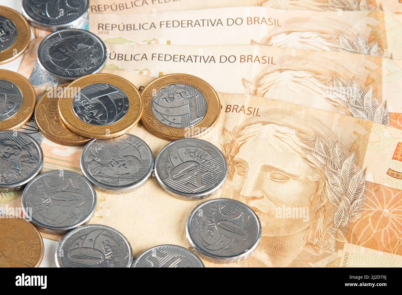 Brazilian money and coins. Finance concept Stock Photo - Alamy