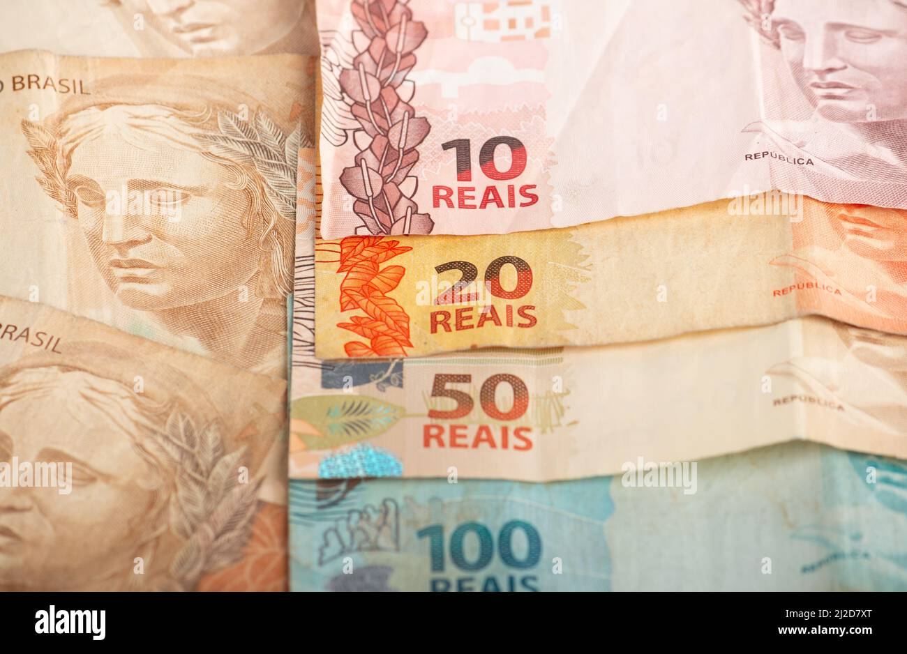 Brazilian money. Brazilian real banknotes. finance concept Stock Photo ...