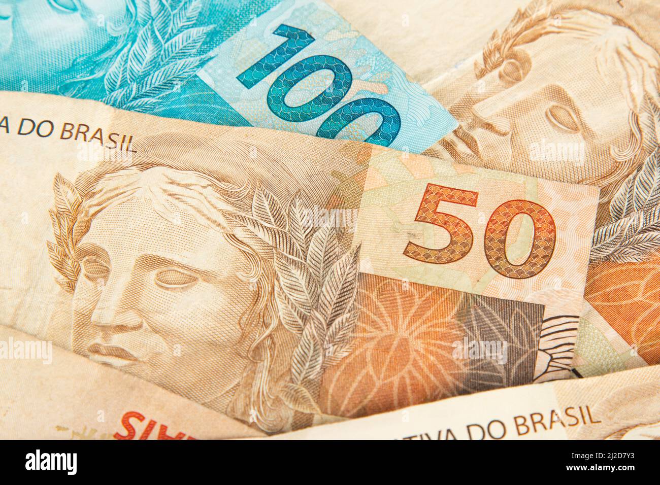Brazilian money. Brazilian real banknotes. finance concept Stock Photo ...