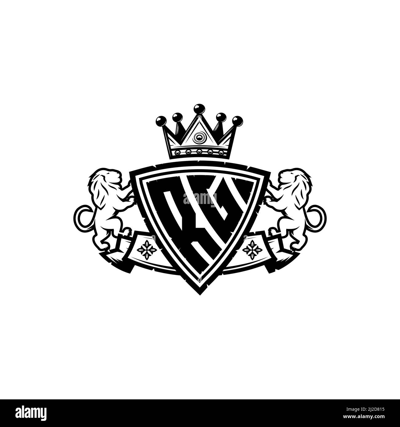 RG Monogram logo letter with Simple shield crown style design ...