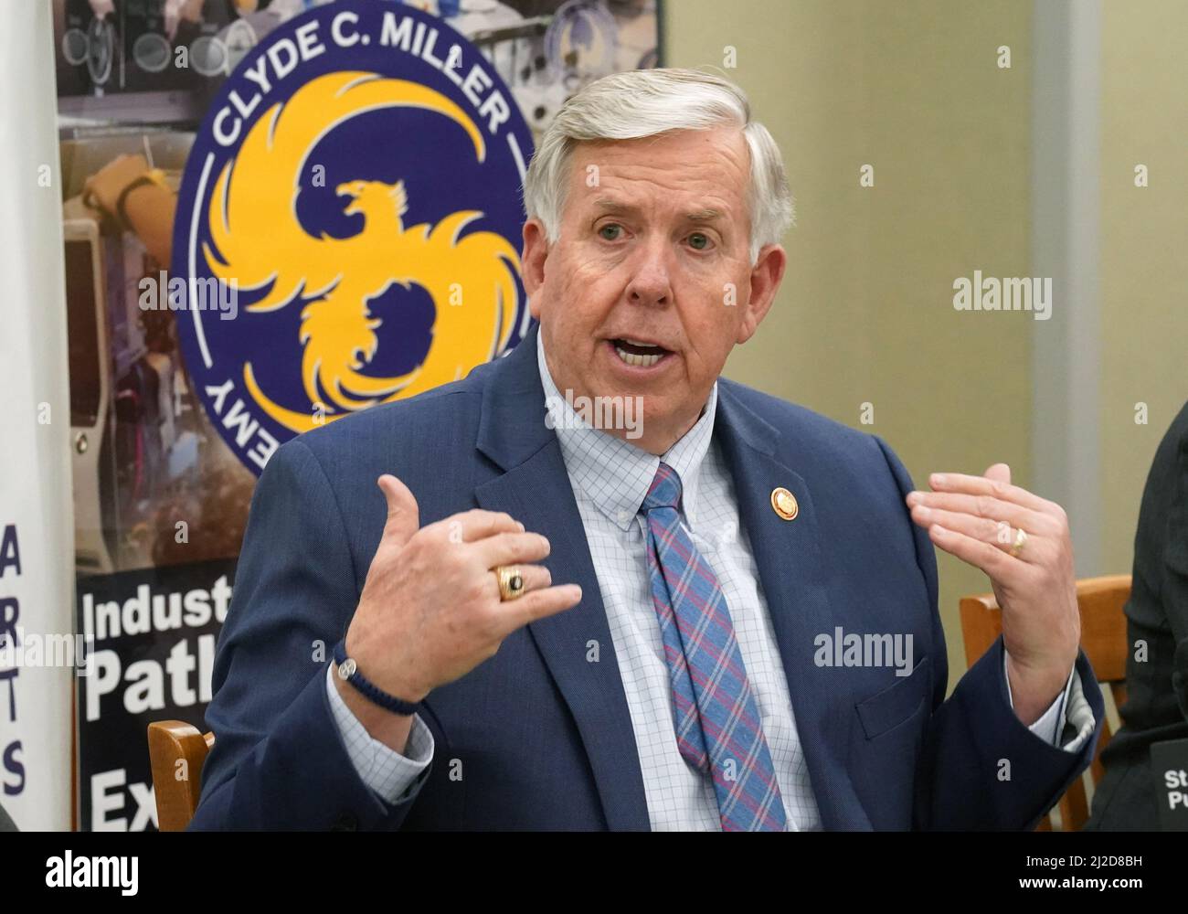 St. Louis, United States. 31st Mar, 2022. Missouri Governor Mike Parson ...