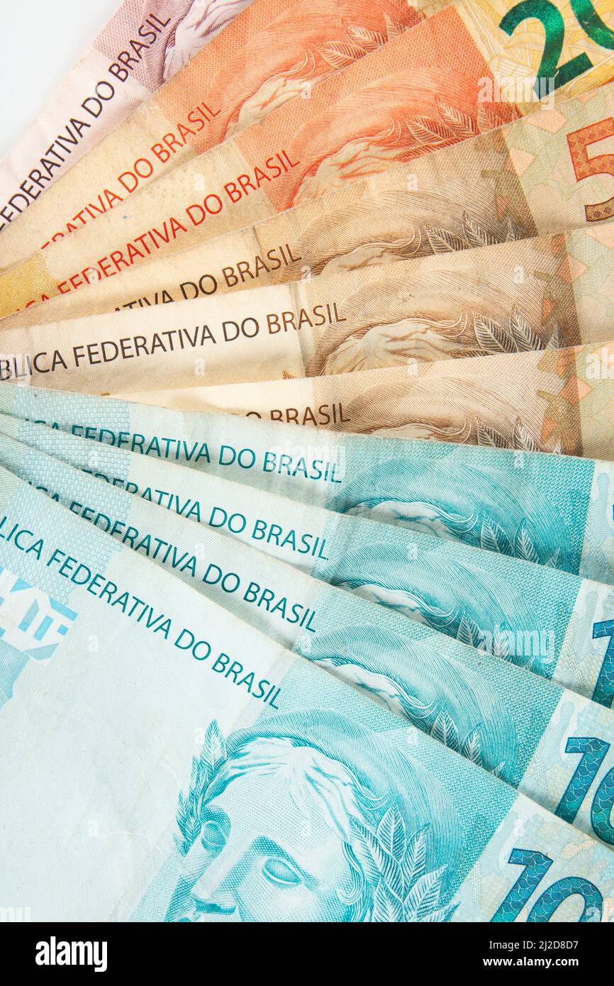 Brazilian money banknotes. Brazilian finance concept Stock Photo - Alamy
